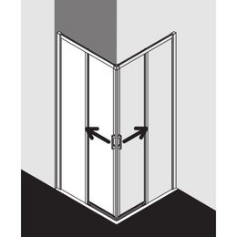 Kermi Liga Eckeinstiegsh&auml;lfte Pendel-Faltt&uuml;r LI2CL09318VPK 93x185cm, silber hochglanz, ESG klar Clean, links, auf Duschplatz