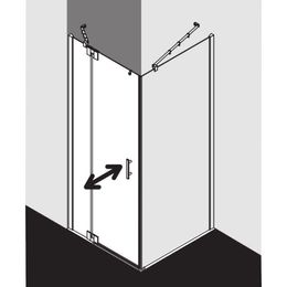 Kermi Filia XP Pendelt&uuml;r mit Festfeld f&uuml;r Seitenwand FX1WL10018VPK 100x185cm, silber hochglanz, ESG klar Clean, links, auf Duschwanne