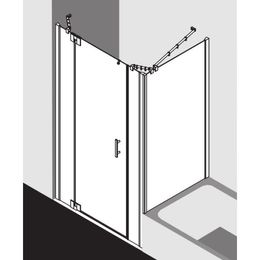 Kermi Filia XP Pendelt&uuml;r 1-fl&uuml;gelig mit Festfeldern FX1GL15320VUK 153 x 200 cm, silber hochglanz, ESG SR Opaco, links, auf Duschplatz
