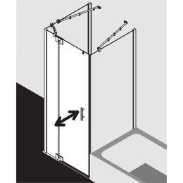Kermi Filia XP Pendelt&uuml;r 1-fl&uuml;gelig mit Festfeld FX1WL10018VYK 100 x 185 cm, silber hochglanz, ESG SR Opaco Clean, links, auf Duschwanne