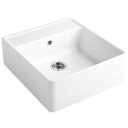 Villeroy & Boch Villeroy und Boch Sp&uuml;lstein Einzelbecken 632062RW Ablaufgarnitur, Exzenterbet&auml;tigung, Befestigungssatz, Stone White