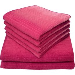 Handtuch Set Dyckhoff, pink, Walkfrottee, Obermaterial: 100% Baumwolle, Handtuch-Sets, "mit Farbverlauf", mit Farbverlauf;4 Handt&uuml;cher (50x100cm), 2