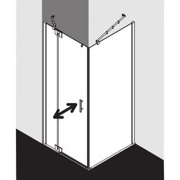 Kermi Filia XP Pendelt&uuml;r 1-fl&uuml;gelig mit Festfeld FX1WL14018VYK 140 x 185 cm, silber hochglanz, ESG SR Opaco Clean, links, auf Duschwanne