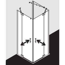 Kermi Filia XP Pendelt&uuml;r-Eckeinstiegsh&auml;lfte FXEPL07820VPK 78x200cm, silber hochglanz, ESG klar Clean, links, auf Duschplatz