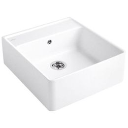 Villeroy & Boch Villeroy und Boch Sp&uuml;lstein Einzelbecken 632061KG Ablaufgarnitur, Handbet&auml;tigung, Befestigungssatz, Snow White