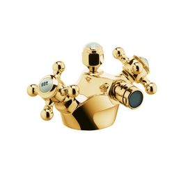 Kludi 1926 Bidet Zweigriff Armatur 512114520 vergoldet, Ablaufgarnitur
