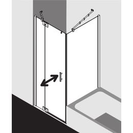 Kermi Filia XP Pendelt&uuml;r 1-fl&uuml;gelig mit Festfeld FX1WL09320VYK 93 x 200 cm, silber hochglanz, ESG SR Opaco Clean, links, auf Duschplatz