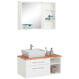 Badm&ouml;bel-Set Welltime, wei&szlig;, Kastenm&ouml;bel-Sets, "Davos", Waschplatz mit Regal und Spiegel
