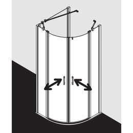 Kermi Liga Viertelkreis-Pendelt&uuml;r mit Festfeldern LIP55101181AK 101x185cm, silber mattglanz, ESG klar, auf Duschwanne