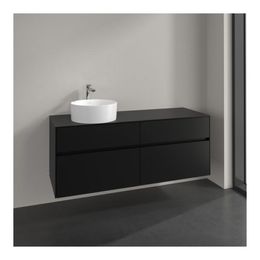 Villeroy & Boch Villeroy und Boch Collaro Waschtischunterschrank C046B0VL 140x54,8x50cm, Waschtisch links, LED-Beleuchtung 10,4W, volcano black