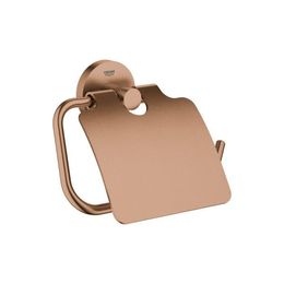 Grohe Essentials WC-Papierhalter 40367DL1 warm sunset geb&uuml;rstet, mit Deckel, verdeckte Befestigung