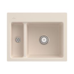 Villeroy & Boch Villeroy und Boch Subway Fl&auml;chenb&uuml;ndige Sp&uuml;le 67801FFU mit Ablaufgarnitur und Handbet&auml;tigung, Ivory