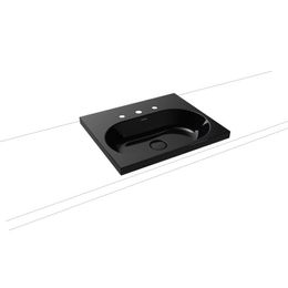 Kaldewei Centro Aufsatzwaschtisch 902806033701 3055, 60x50x4cm, schwarz Perl-Effekt, ohne &Uuml;berlauf, 3 Hahnl&ouml;cher