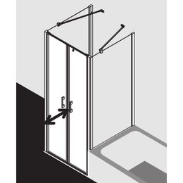 Kermi Liga Pendelt&uuml;r in Nische LIPTD10518VPK 105x185cm, silber hochglanz, ESG klar Clean, auf Duschwanne