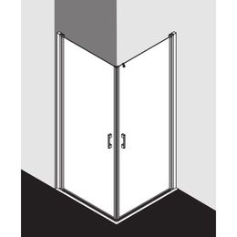 Kermi Liga Eckeinstiegsh&auml;lfte Pendelt&uuml;r LI1EL09318VPK 93x185cm, silber hochglanz, ESG klar Clean, links, auf Duschplatz