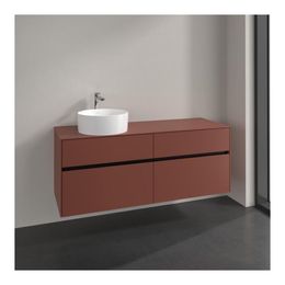 Villeroy & Boch Villeroy und Boch Collaro Waschtischunterschrank C046B0AH 140x54,8x50cm, Waschtisch links, LED-Beleuchtung 10,4W, wine red