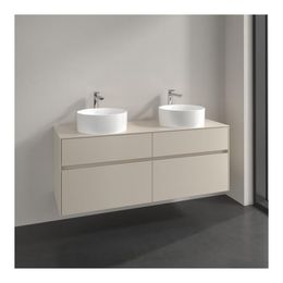 Villeroy & Boch Villeroy und Boch Collaro Waschtischunterschrank C048B0VN 140x54,8x50cm, f&uuml;r 2 Waschtische, LED-Beleuchtung 10,4 W, cashmere grey
