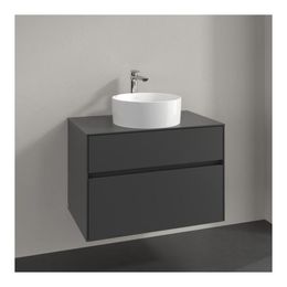 Villeroy & Boch Villeroy und Boch Collaro Waschtischunterschrank C037B0VR 80x54,8x50cm, Waschtisch mittig, LED-Beleuchtung 5,7 W, graphite