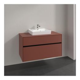 Villeroy & Boch Villeroy und Boch Collaro Waschtischunterschrank C016B0AH 100x54,8x50cm, Waschtisch mittig, LED-Beleuchtung 7,3 W, wine red