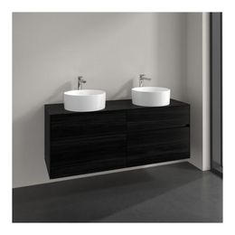 Villeroy & Boch Villeroy und Boch Collaro Waschtischunterschrank C048B0AB 140x54,8x50cm, f&uuml;r 2 Waschtische, LED-Beleuchtung 10,4 W, black oak