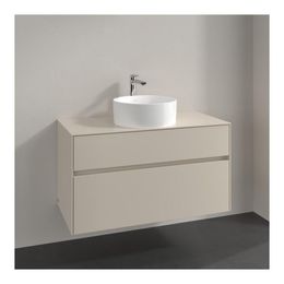 Villeroy & Boch Villeroy und Boch Collaro Waschtischunterschrank C038B0VN 100x54,8x50cm, Waschtisch mittig, LED-Beleuchtung 7,3 W, cashmere grey