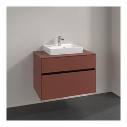Villeroy & Boch Villeroy und Boch Collaro Waschtischunterschrank C069B0AH 80x54,8x50cm, Waschtisch mittig, LED-Beleuchtung 5,7 W, wine red