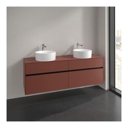 Villeroy & Boch Villeroy und Boch Collaro Waschtischunterschrank C052B0AH 160x54,8x50cm, f&uuml;r 2 Waschtische, mit LED-Beleuchtung, wine red