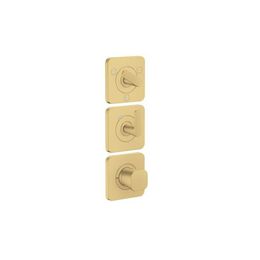 Hansgrohe Axor Citterio C Thermostatmodul 380/120, 49711250 cubic cut, Brushed Gold Optic, Unterputz, mit Rosetten