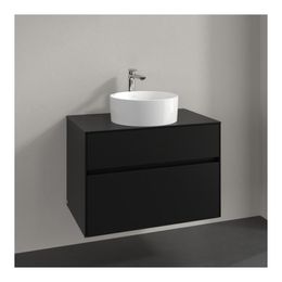 Villeroy & Boch Villeroy und Boch Collaro Waschtischunterschrank C037B0VL 80x54,8x50cm, Waschtisch mittig, LED-Beleuchtung 5,7 W, volcano black