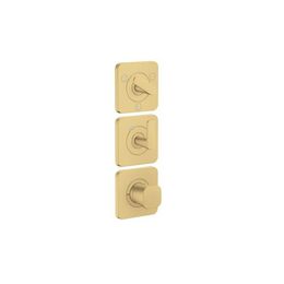 Hansgrohe Axor Citterio C Thermostatmodul 380/120, 49710250 cubic cut, Brushed Gold Optic, Unterputz, mit Rosetten