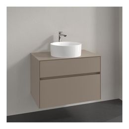 Villeroy & Boch Villeroy und Boch Collaro Waschtischunterschrank C037B0VM 80x54,8x50cm, Waschtisch mittig, LED-Beleuchtung 5,7 W, taupe