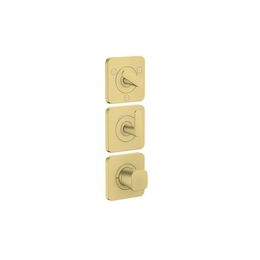 Hansgrohe Axor Citterio C Thermostatmodul 380/120, 49710950 cubic cut, Brushed Brass, Unterputz, mit Rosetten