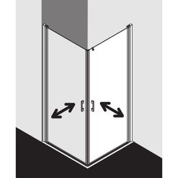 Kermi Liga Eckeinstiegsh&auml;lfte Pendelt&uuml;r LI1ER100181PK 100x185cm, silber mattglanz, ESG klar Clean, rechts, auf Duschwanne