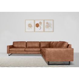Ecksofa Home Affaire, B:290cm H:85cm T:250cm, braun, Luxus-Microfaser in Lederoptik(100% Polyester);Cord (92% Polyester, 8% Polyamide), Wohnzimmer,