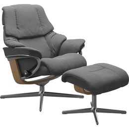 stressless Relaxsessel "Reno" Set, Relaxsessel mit Hocker, mit Hocker, mit Cross Base, Gr&ouml;&szlig;e S, M & L, Holzakzent Eiche