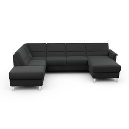 Sit & More Wohnlandschaft SIT & MORE, B:308cm H:89cm T:212cm, schwarz, 100% Polyester, Sofas, "Palmera U-Form, B: 308 cm", optional Bettfunktion & Bettkasten,