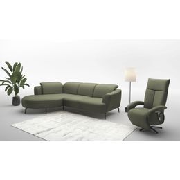 Sit & More Ecksofa SIT & MORE, B:309cm H:87cm T:199cm, gr&uuml;n, 95% Polyester, 5% Polyamid, Wohnzimmer, Sofas, "Zoe", ink.Sitztiefenverstellung, wahlweise mit