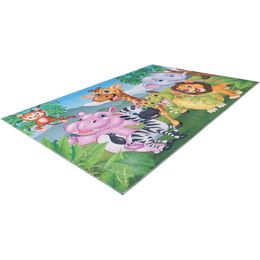 Kinderteppich Obsession, B:120cm H:5mm L:170cm, grün, Polyester, Teppiche, "My Torino Kids 239", Spielteppich, Motiv Tiere, Kinderzimmer