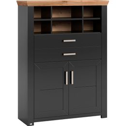 Highboard, B:105cm H:143cm T:42cm, grau, SET ONE BY Musterring, MDF, Wohnzimmer, Sideboards, "York", Typ 16, mit Holzt&uuml;ren und Schubkasten,