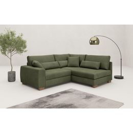 Ecksofa MR. COUCH, B:227cm H:68cm T:190cm, grün, Novaclean Avanti (100% Polyester), Wohnzimmer, Sofas, "Hilla L-Form", Mit Federkern, wahlweise mit