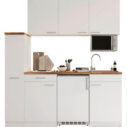 K&uuml;che respekta, B:180cm H:200cm T:60cm, wei&szlig;, Komplettk&uuml;chen-Sets, "Luis, mit Duo Kochfeld, wahlweise mit Mikrowelle, Korpus Wei&szlig;", Breite 180 cm, in