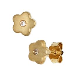 Jobo Damen Paar Ohrstecker "Blume", 6,2mm, Gelbgold 333, gold, Gelbgold 333, Ohrringe, 333 Gold mit Zirkonia