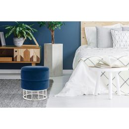 Stauraumhocker Kayoom, B:37,5cm H:41cm T:37,5cm, blau, Bezug: 100% Polyester (Samt) Korpus: MDF, Kiefer Sockel: Stahl, Hocker, "Hocker Zero 525,