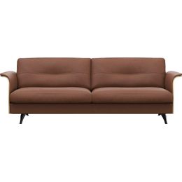 3-Sitzer FLEXLUX, B:224cm H:81cm T:91cm, braun, 100% Echteder, Sofas, "Glow bequem und komfortabel durch hochwertigen Sitzaufbau, Designsofa",