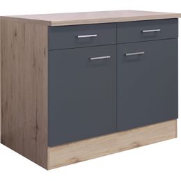 Unterschrank Flex-Well, B:100cm H:85cm T:60cm, grau, Holzwerkstoff, Küche, Schränke, "Morena", (B x H x T) 100 x 85 x 60 cm, für viel Stauraum