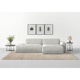Ecksofa Trendmanufaktur, B:275cm H:72cm T:160cm, silber, 100% Polyester, Wohnzimmer, Sofas, "Braga, mit hochwertigem Kaltschaum, L-Form, in Cord