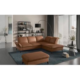 Sit & More Ecksofa SIT & MORE, B:288cm H:88cm T:242cm, braun, 100% Polyester, Wohnzimmer, Sofas, "Leandro L-Form", Wahlweise mit Bett-, Kopfteil - und