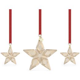 Swarovski Dekohänger "Multipack ORNAMENT SET FESTIVE 2023, 5649776, 5649780", B/H/T: 1,5cm x 7,7cm, rot, Kristallglas, Metall, Polyester, B:1,5cm