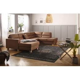 Wohnlandschaft Home Affaire, B:313cm H:85cm, braun, Sofas, "Navan, komfortabel mit viel Platz, U-Form", wahlweise mit Bettfunktion und Kopfstütze