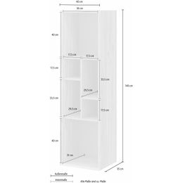 Wandregal Germania, grau, Wohnzimmer, Regale, "Calvi", H&ouml;he 140 cm